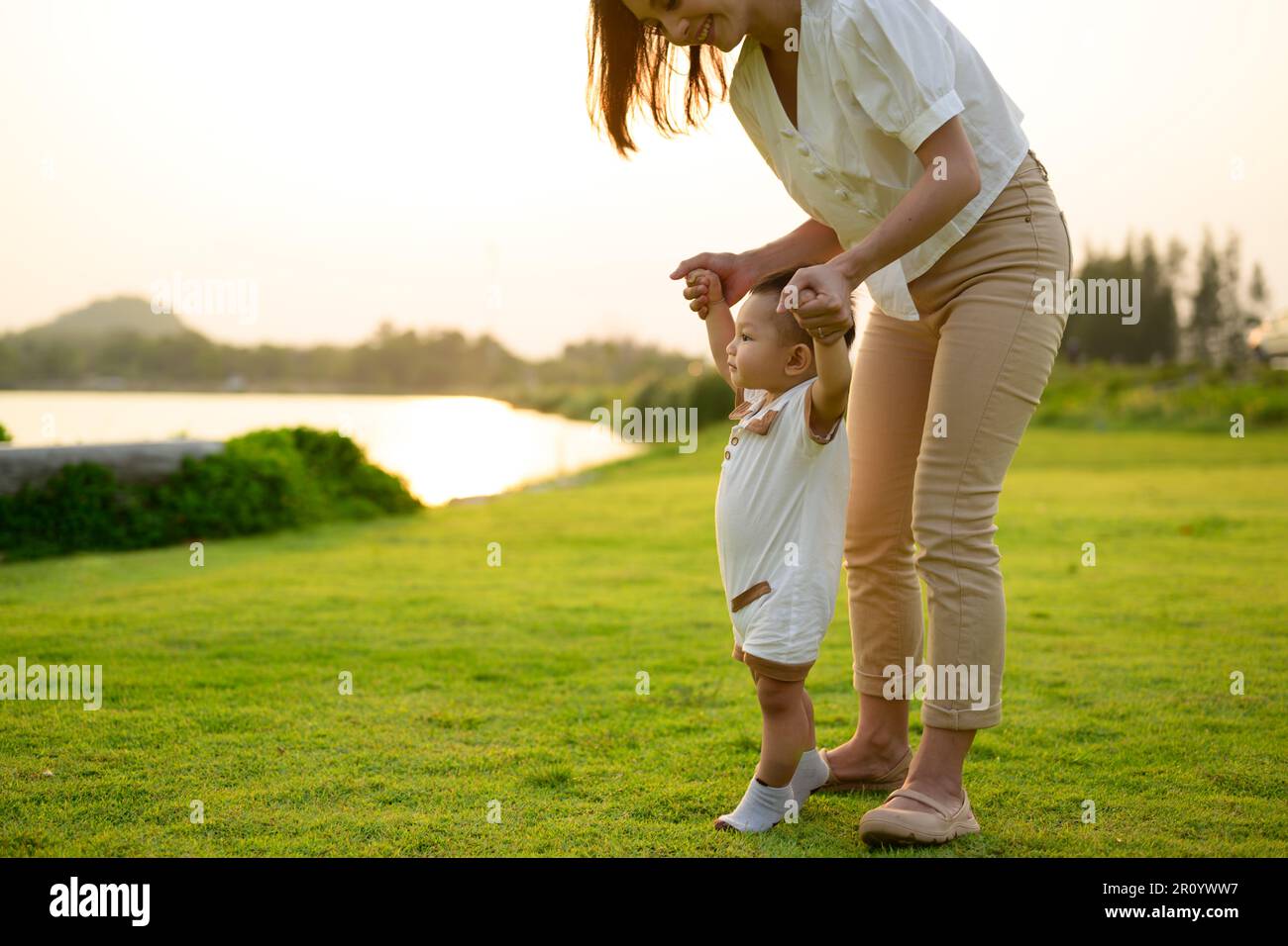 Family enjoying with outdoor activities travel together on vacation ...