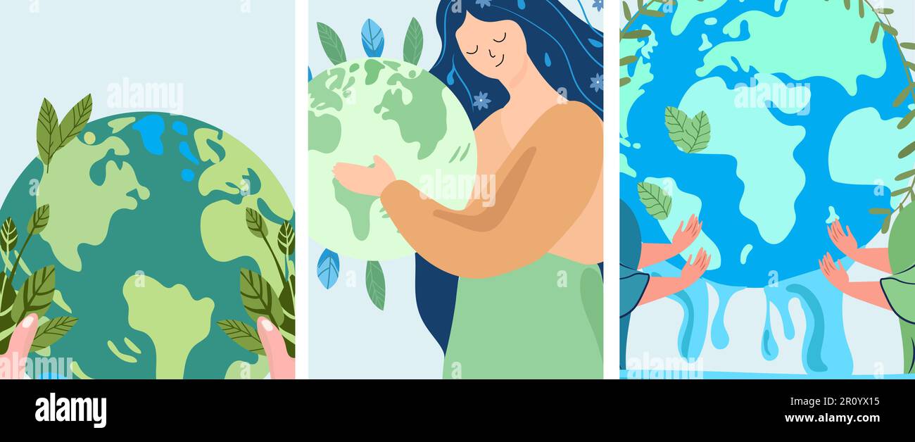 Human hands embracing the Earth with care, embodying the go green ...