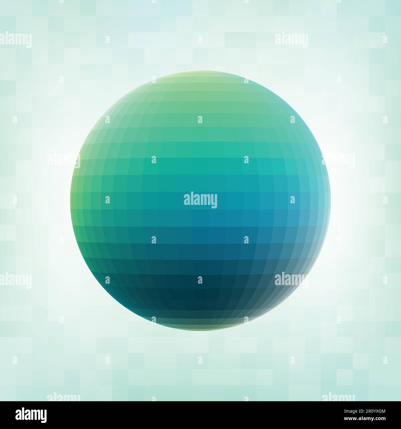 Abstract blue and emerald 3d orb on a light green background. Vector ...