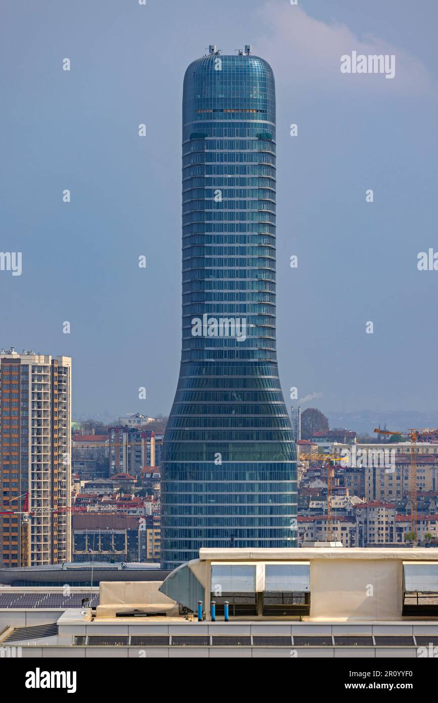 Belgrade, Serbia - April 09, 2023: Modern New Skyscraper Blue Glass ...