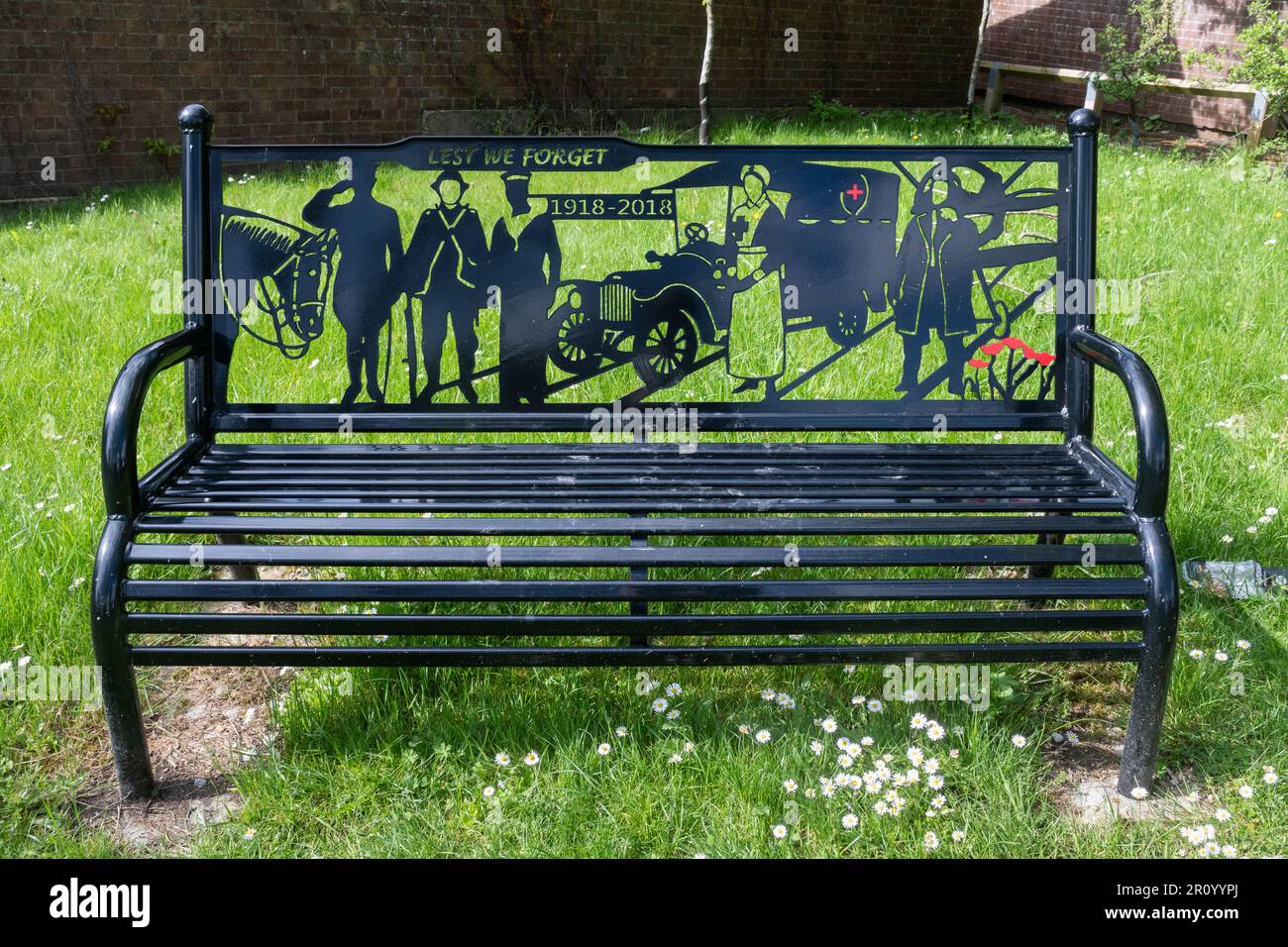 Odiham Community Peace garden, a bench honouring the armed forces in ...