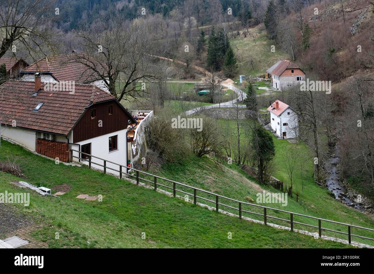 Predjama, Slovenia. The Predjamski Grad or Predjama Castle, a ...