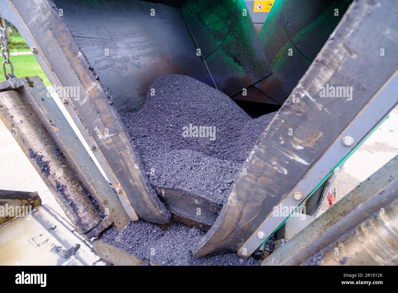 Asphalt pouring machine. asphalt cargo loaded for casting Stock Photo ...
