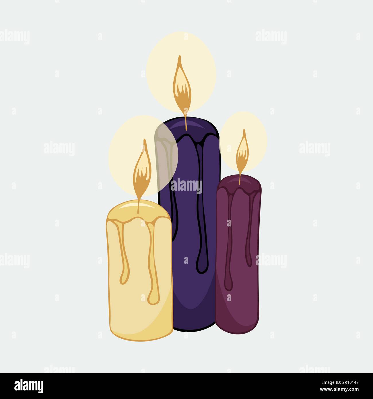 Vector illustration hand-drawn three candles with burning plaen Stock ...