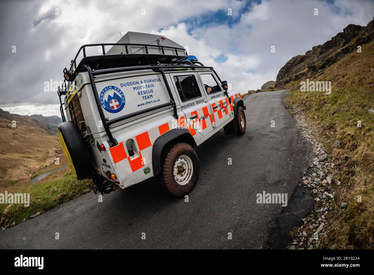 Duddon & Furness Mountain Rescue Team driving up Hardknott Pass, the ...