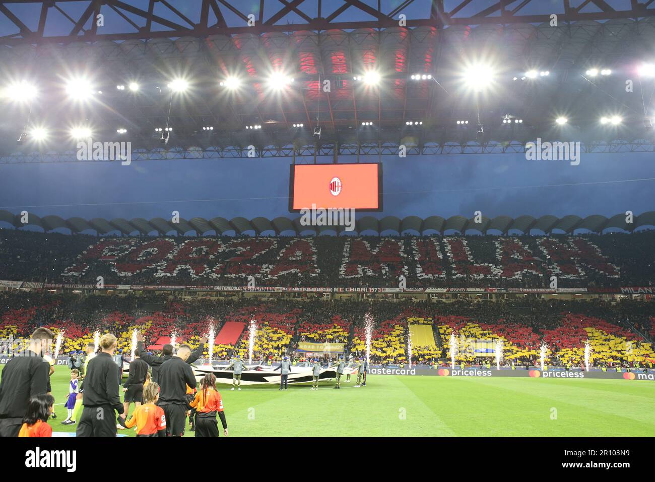 Milan, Italy. 10th May, 2023. Ac Milan fans choreography during the ...