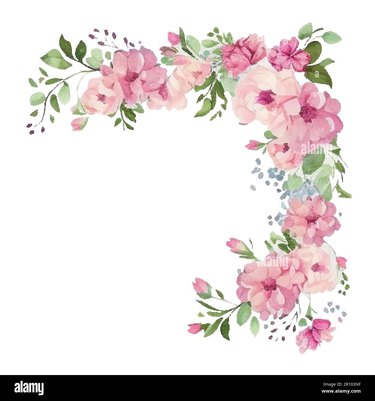 Pink Floral Vector Border