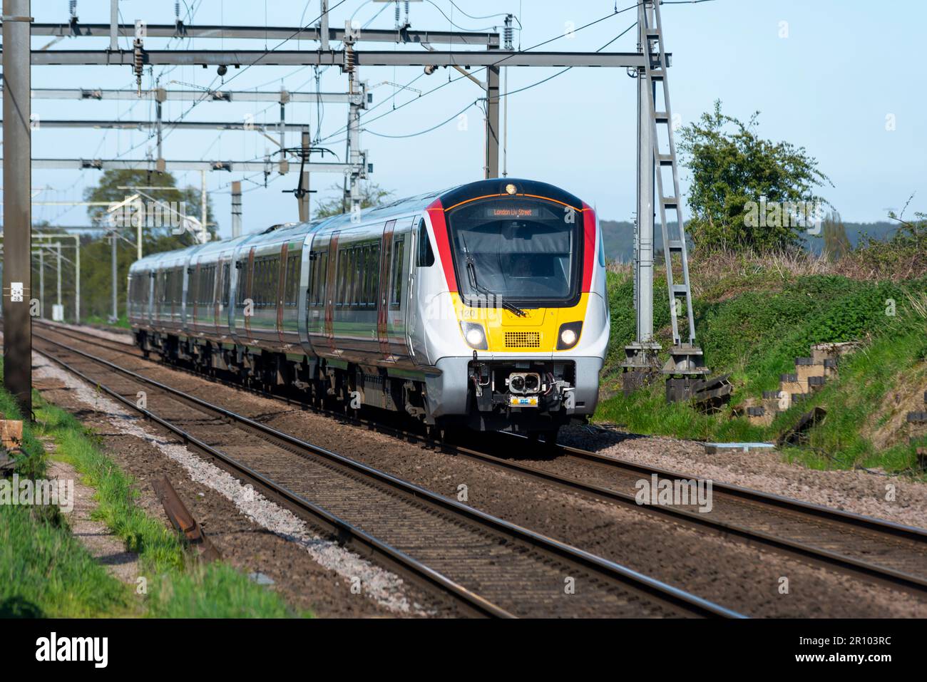 British Rail Class 720 Aventra train of Greater Anglia passing through Margaretting towards ...