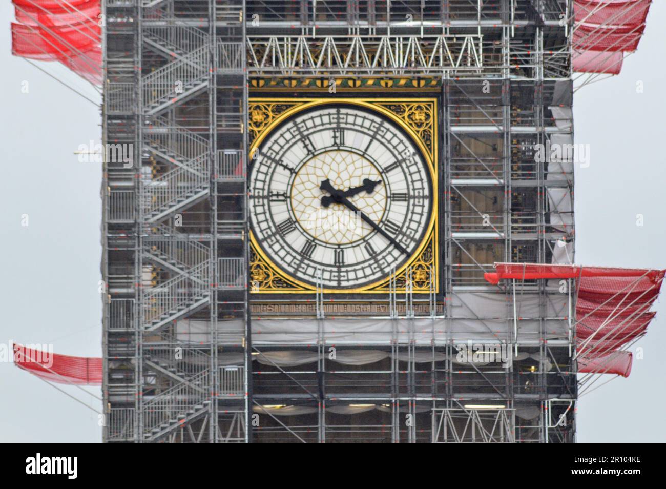 The iconic Big Ben under construction on a cloudy day as well Stock ...