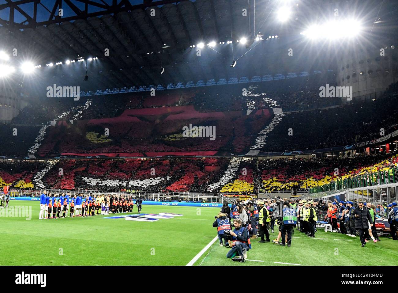 Milan, Italy. 10th May, 2023. Milan fans show a choreography during the ...
