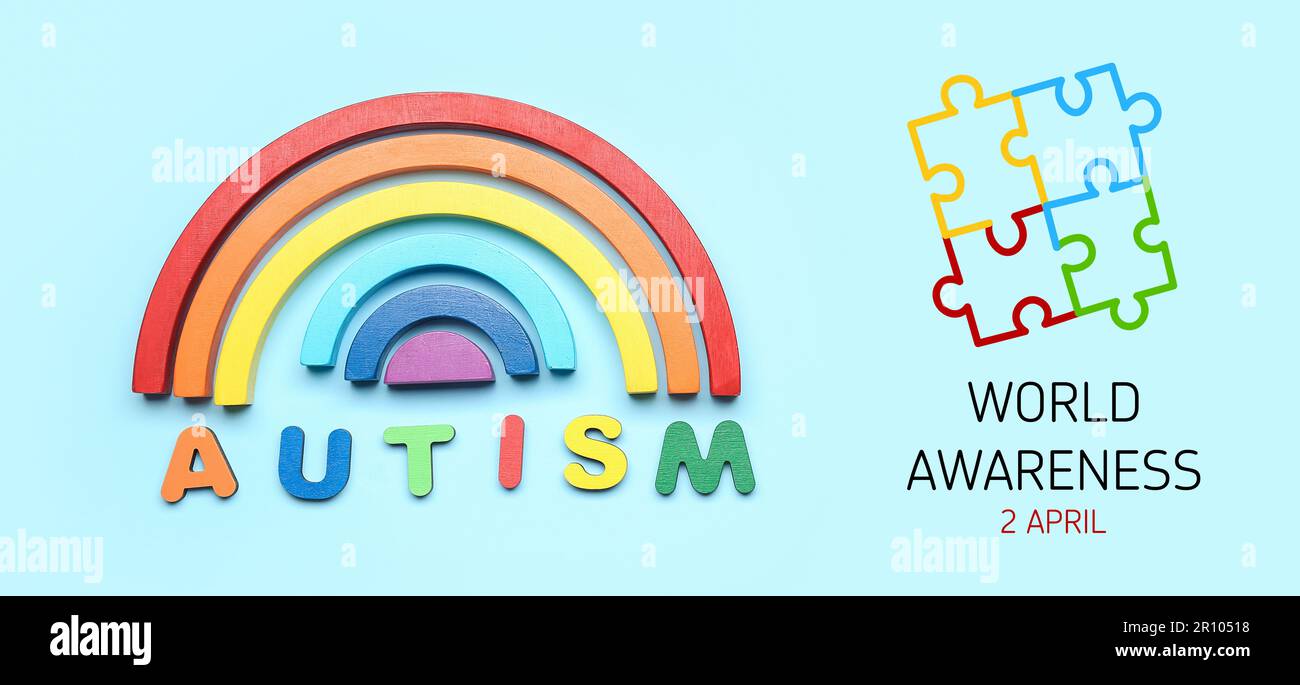 Banner for World Autism Awareness Day with rainbow Stock Photo - Alamy