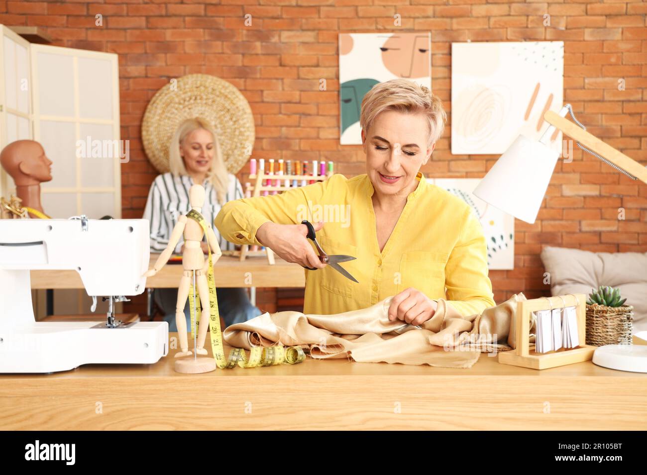 Female tailors working together in atelier Stock Photo - Alamy