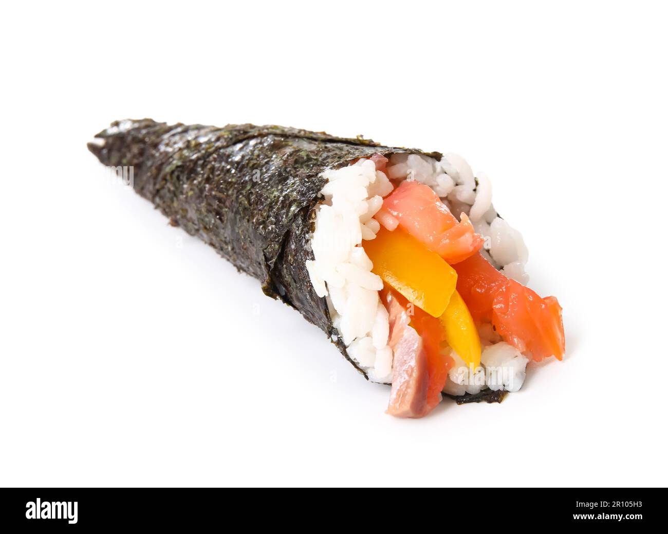 Tasty sushi cone isolated on white background Stock Photo - Alamy