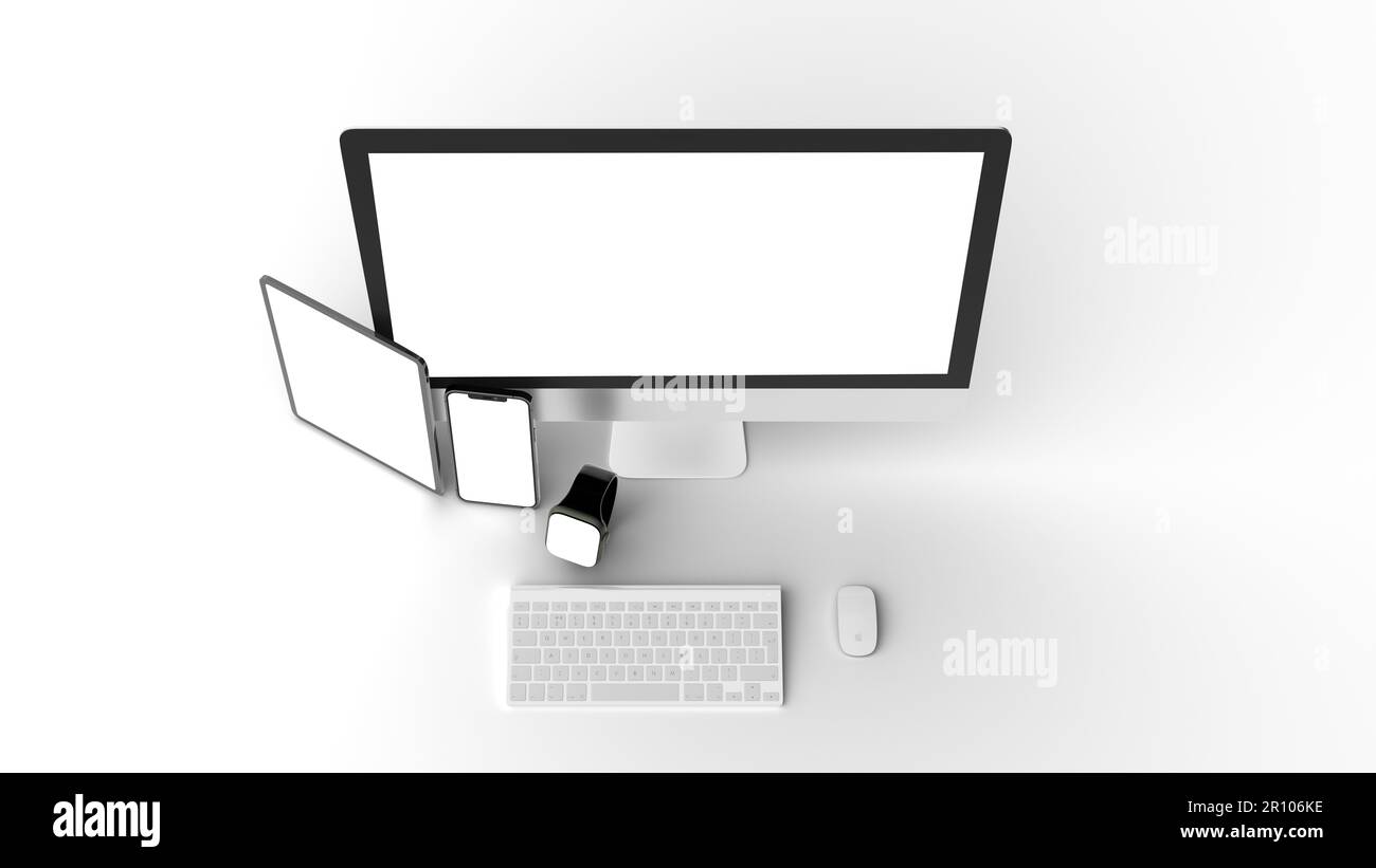 Blank screen - mockup of Computer, tablet, smartphone, smartwatch ...