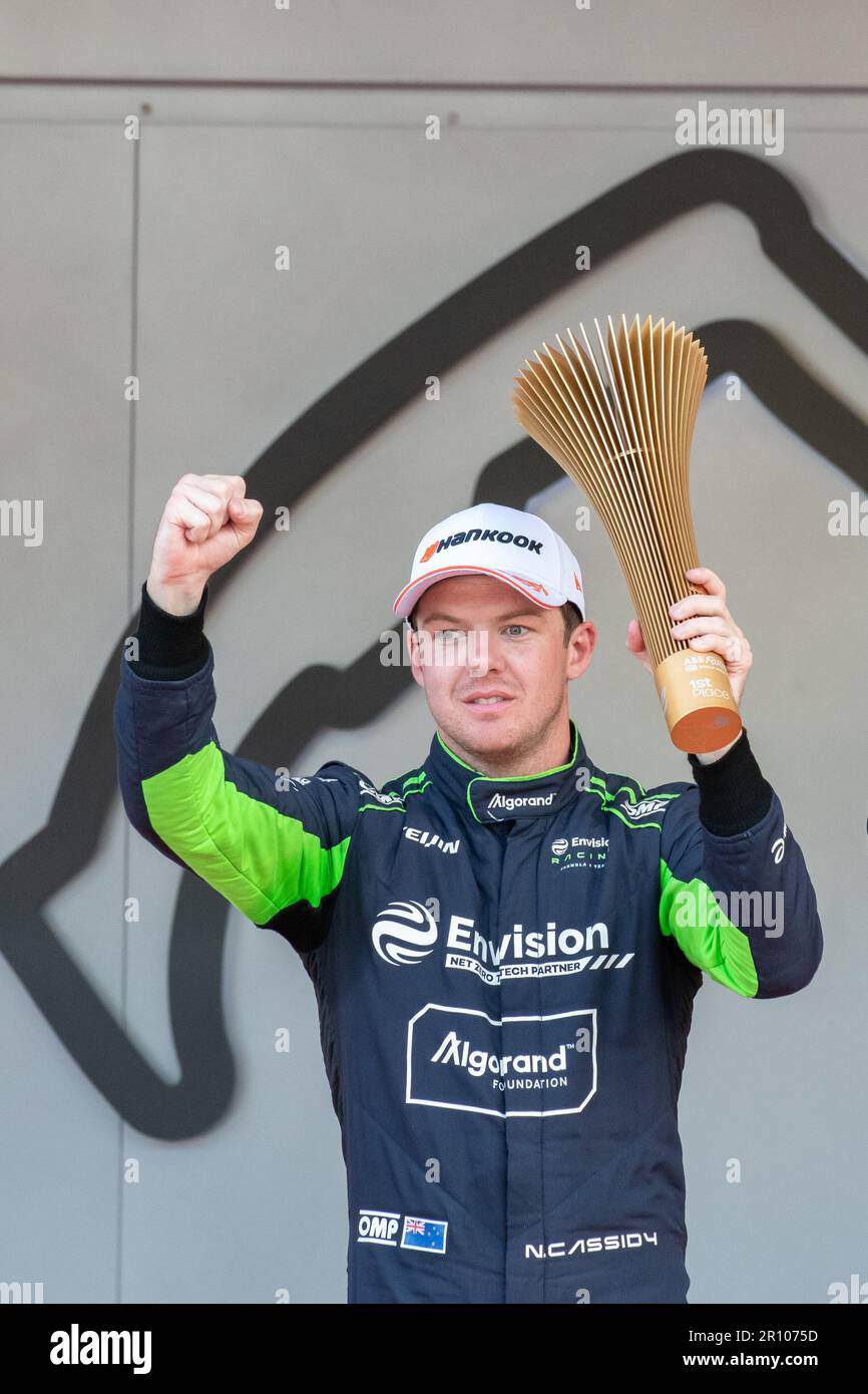 Winner Nick Cassidy (Envision Racing) seen on the podium. The winner of ...