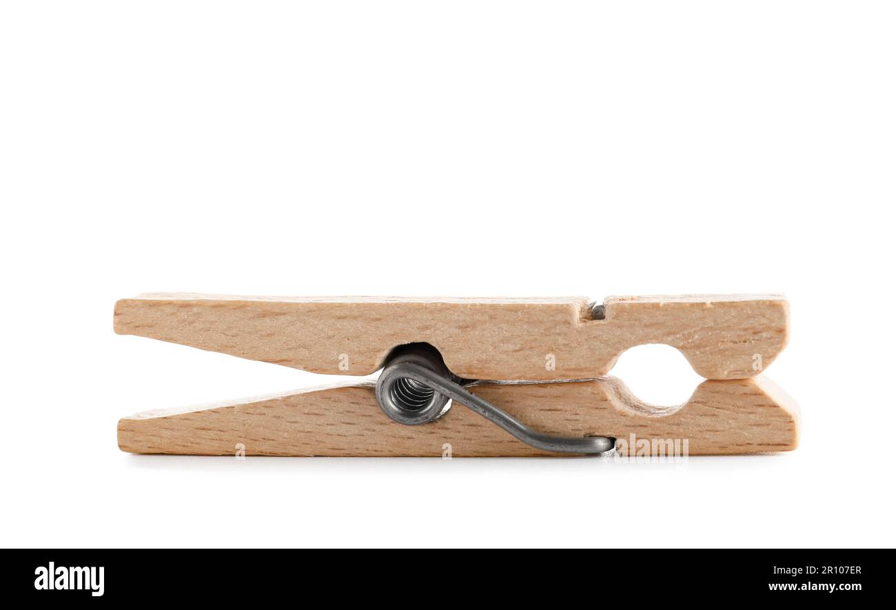 Wooden clothespin isolated on white background Stock Photo - Alamy