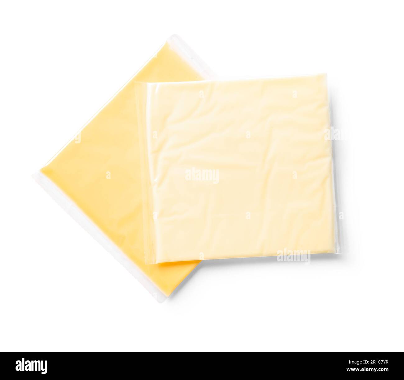 Slices of tasty processed cheese on white background Stock Photo - Alamy