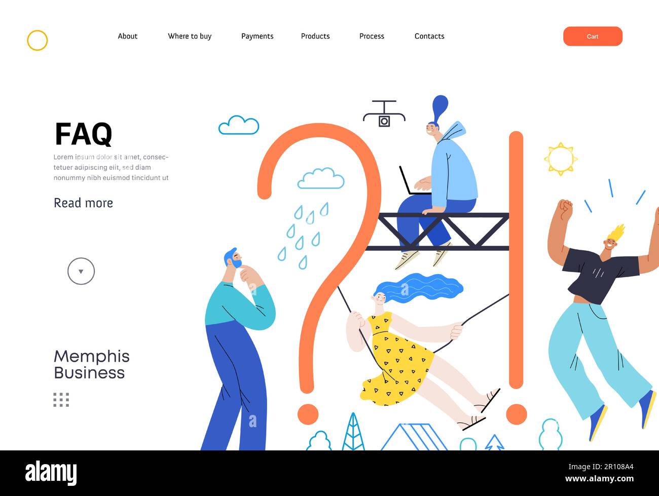 Memphis business illustration. FAQ -modern flat vector concept ... Memphis business illustration. FAQ -modern flat vector concept ...