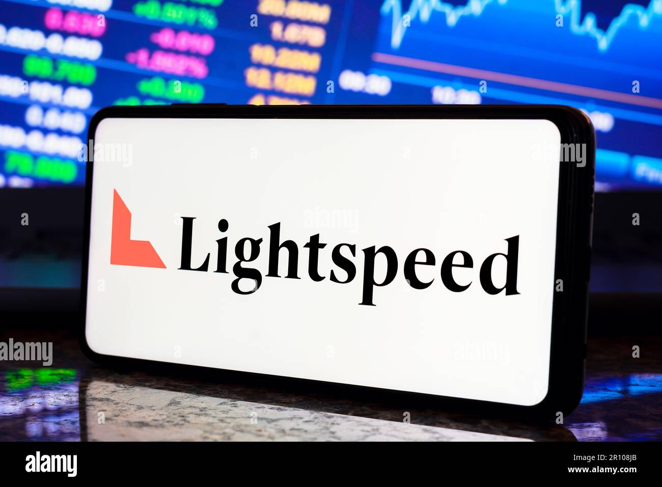 In this photo illustration, the Lightspeed Venture Partners logo is ...