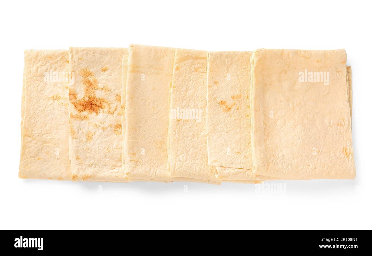 Fresh thin lavash on white background Stock Photo - Alamy