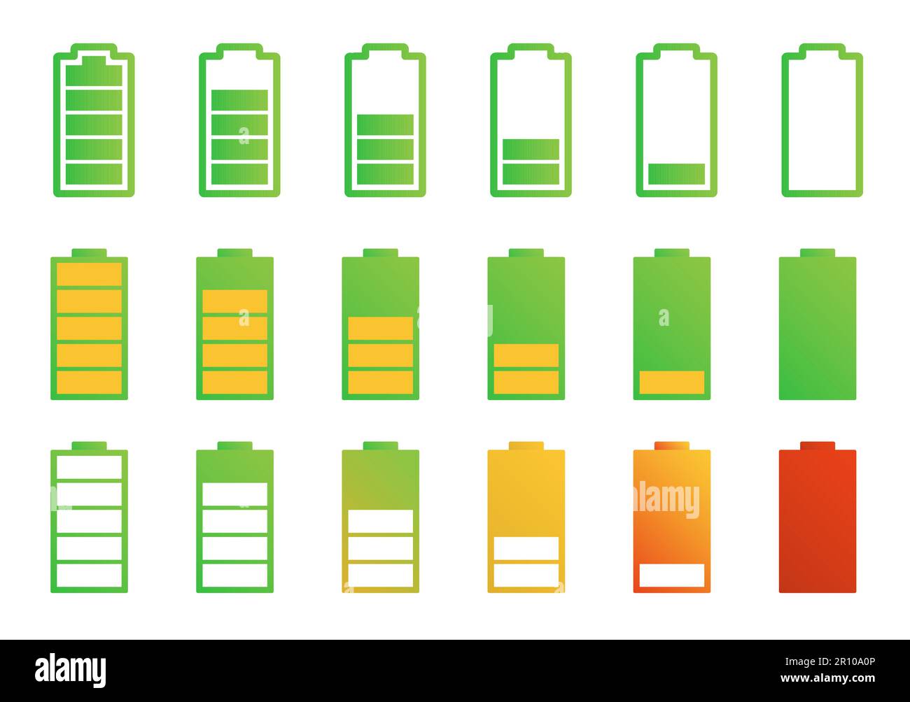 Device charging icons set. Small, medium and large charge levels. Icon ...