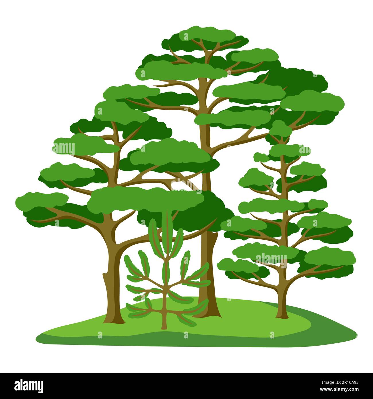 Spring or summer forest. Background with stylized trees. Seasonal ...