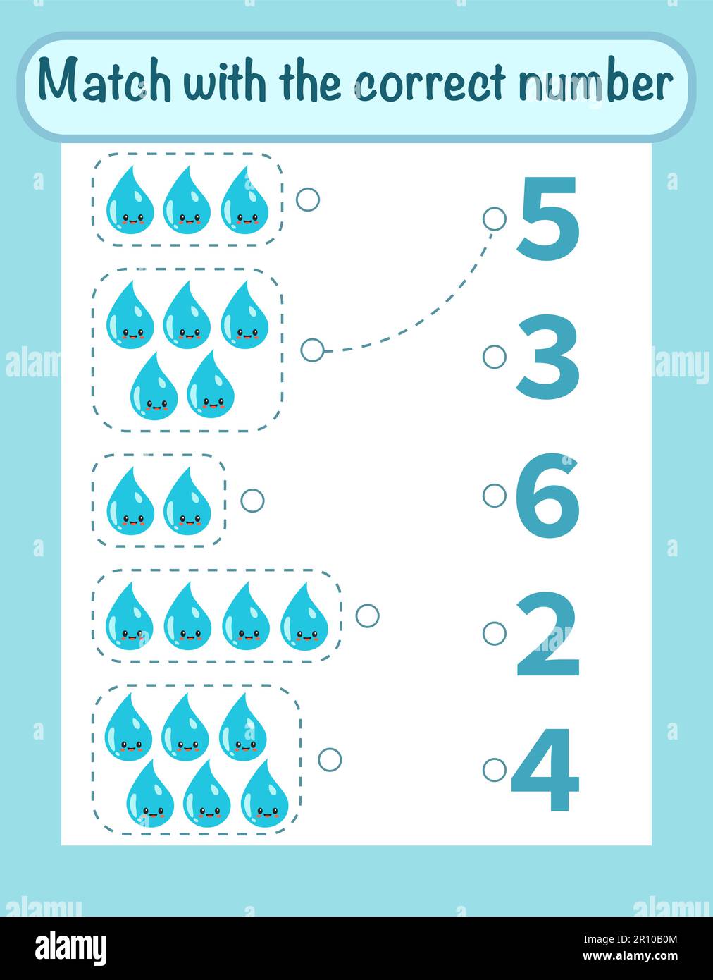 Vector count and match numbers math worksheet template Stock Vector ...