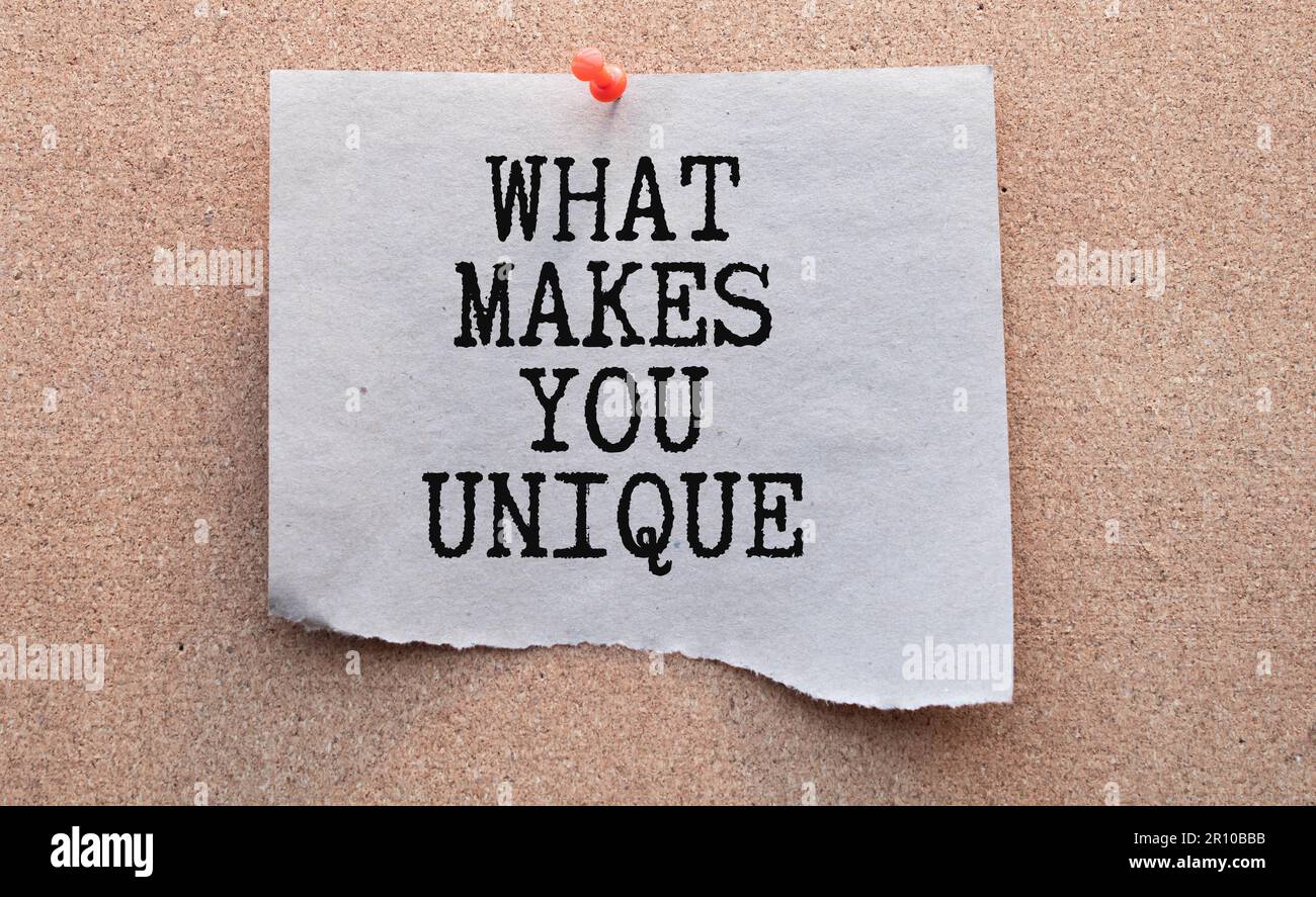 The question What Makes You Unique typed on a piece of lined paper and ...