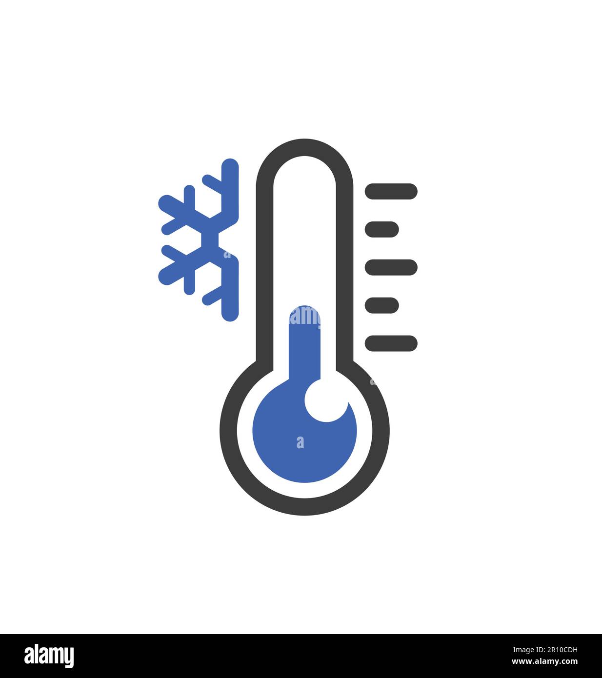 simple classic cold ice snow blue thermometer temperature icon with ...