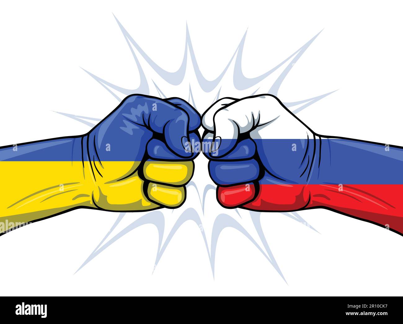 ukraine russia war conflict punching fist concept flag side view ...