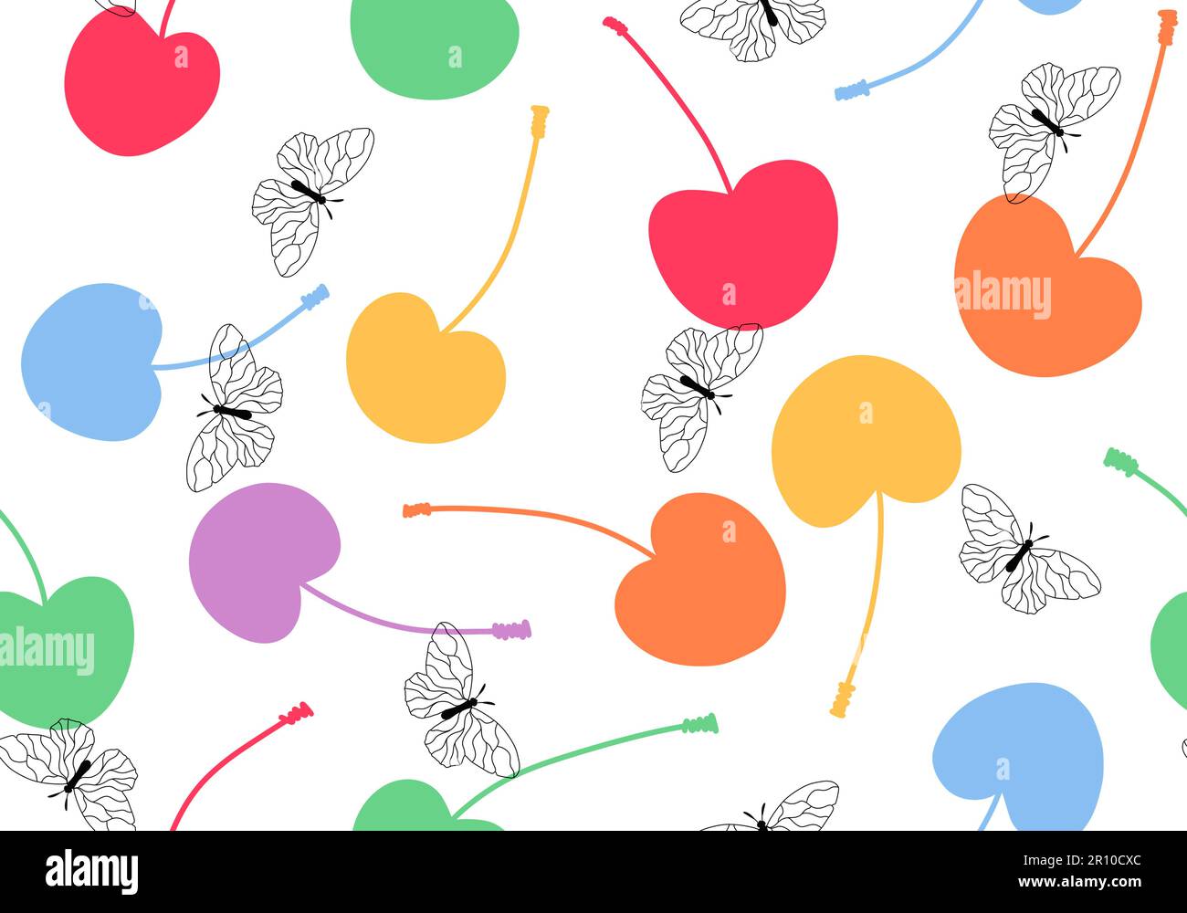 Cartoon summer fruit seamless cherry pattern for wrapping paper and ...