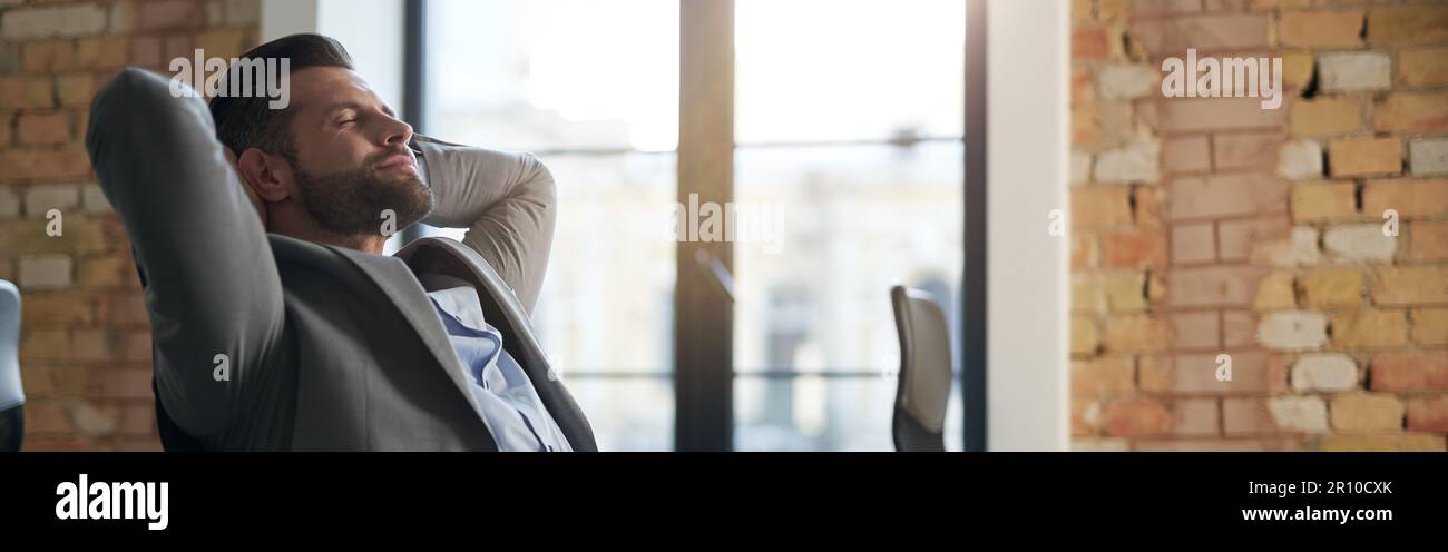 Giving some rest to the eyes after finishing work Stock Photo - Alamy