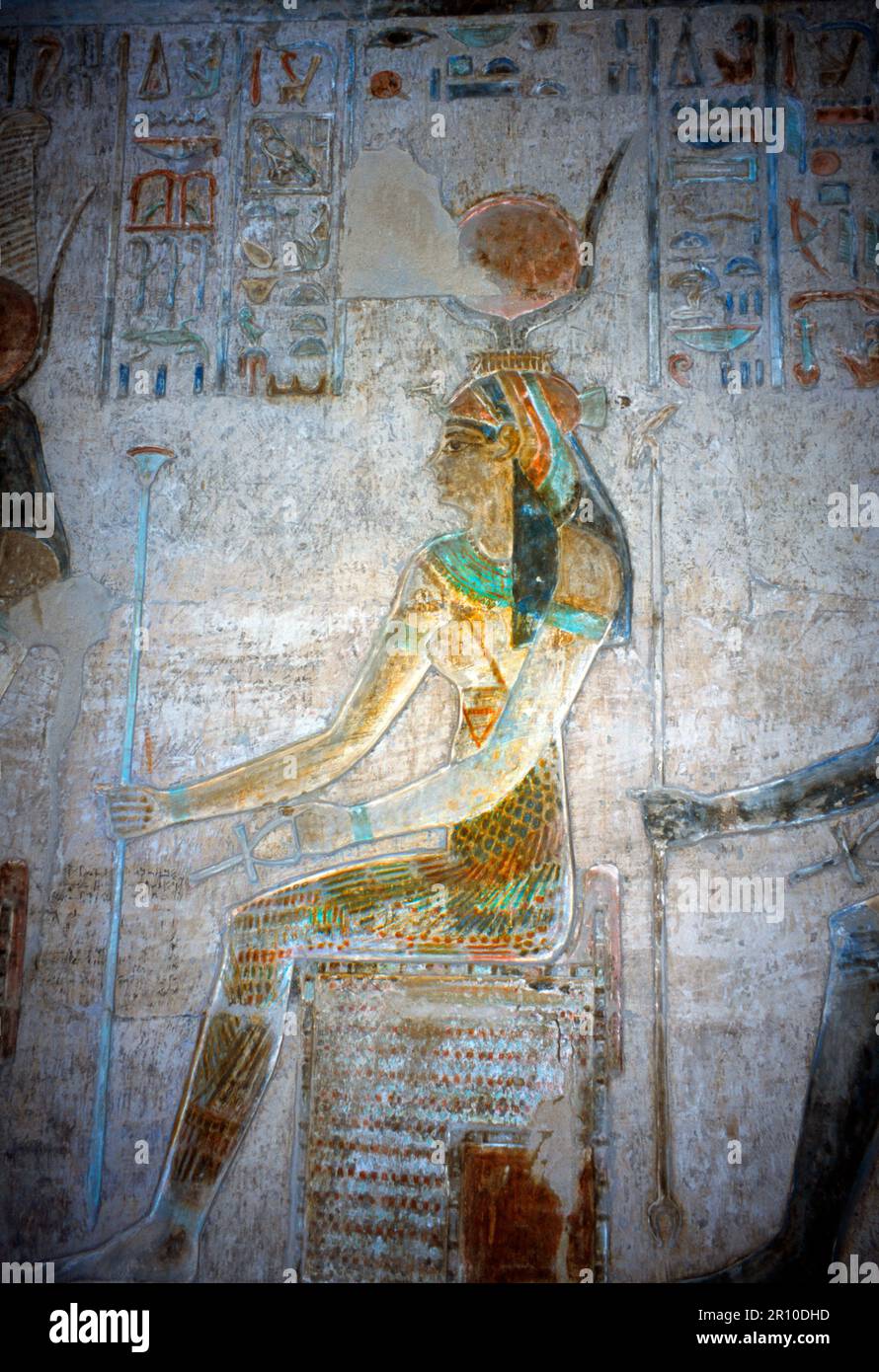 Luxor Egypt Deir El Medina Temple Of Ptolemy Iv Sanctuary Wall Painting ...