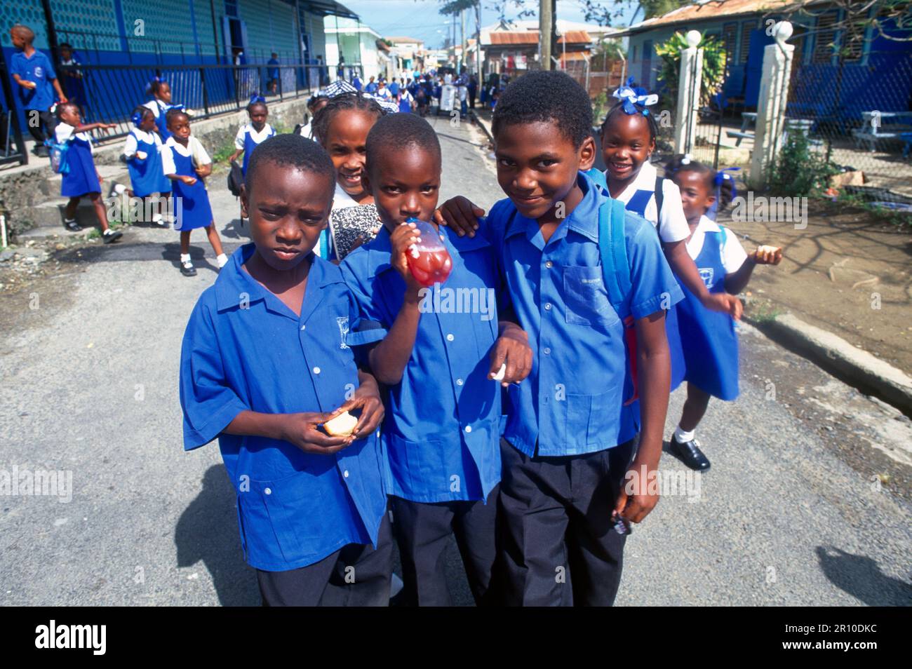 Dennery St Lucia Portrait of a Group of Primary Schoolchildren Stock ...