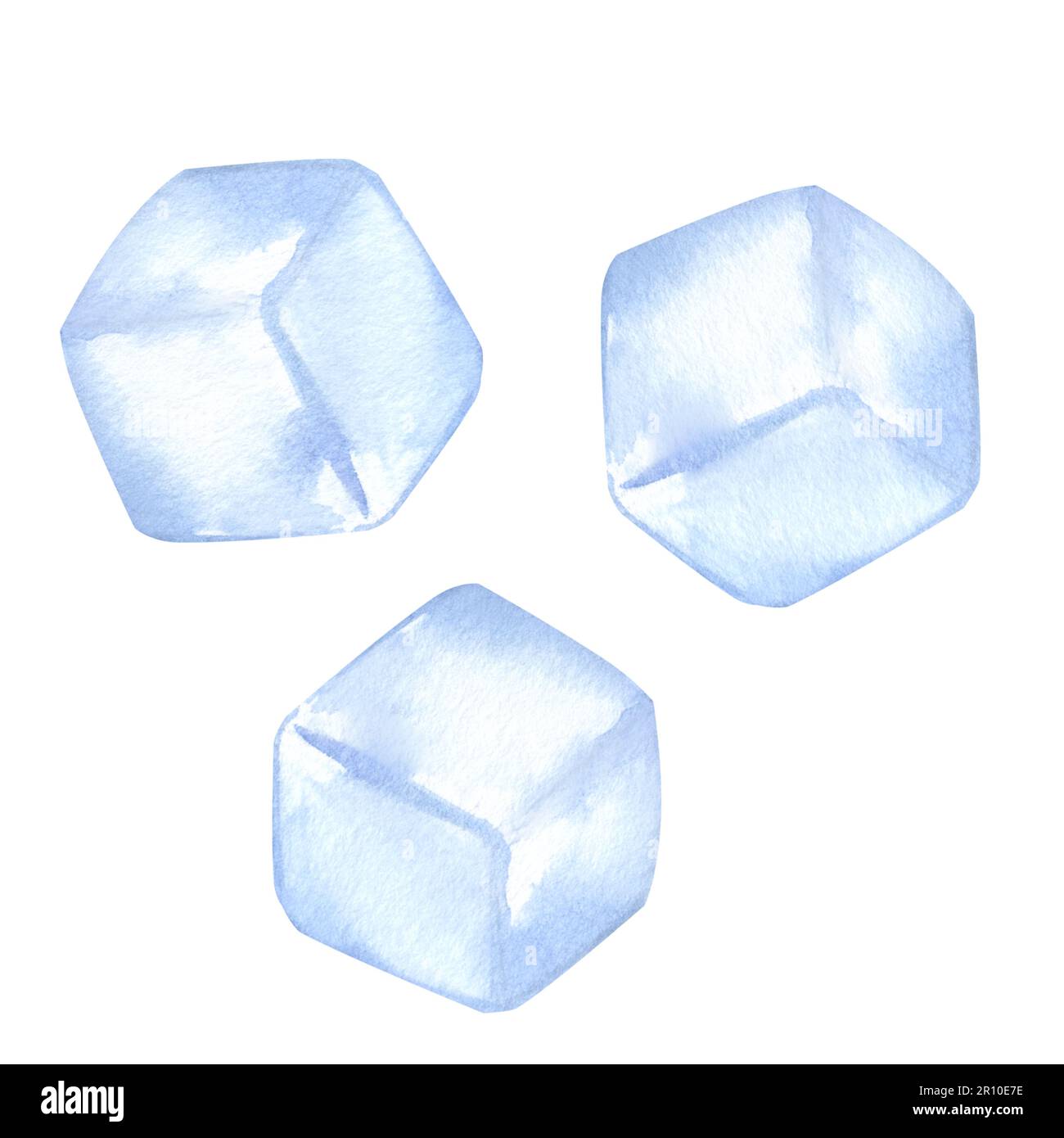 Ice cubes cristal blue transparent for drinks, cocktails. Hand drawn ...