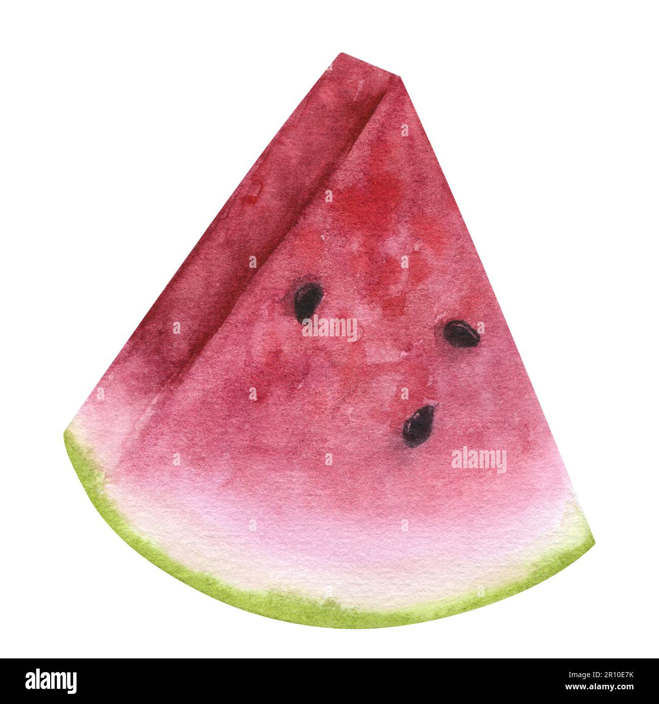Slice of watermelon pink red fresh. Hand drawn watercolor illustration ...