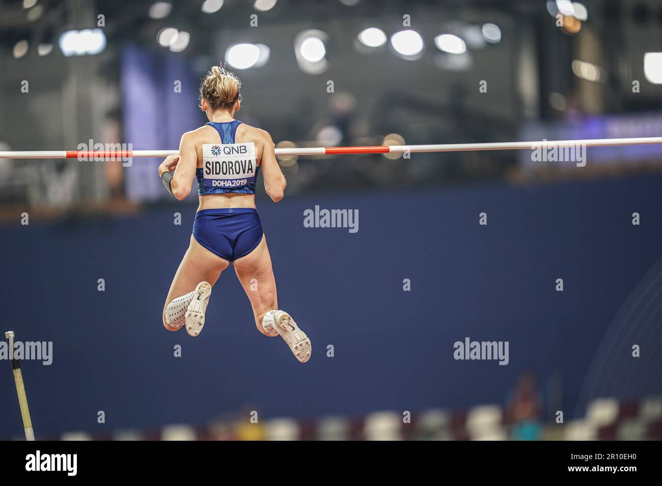 Anzhelika SIDOROVA participating in the pole vault at the Doha 2019 ...
