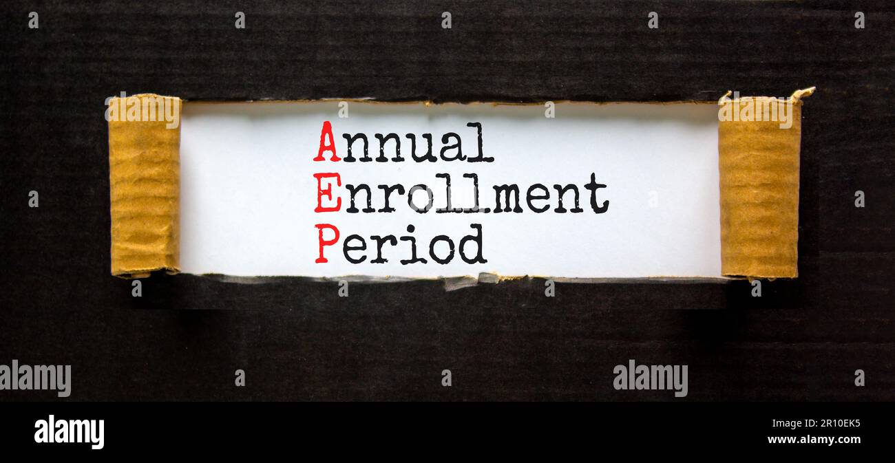 AEP symbol. Concept words AEP Annual enrollment period on beautiful ...