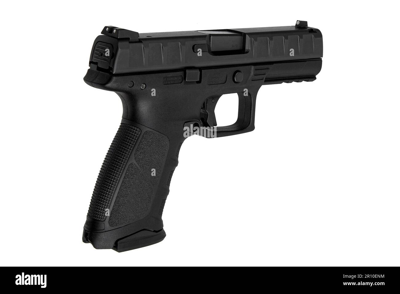 Modern semi-automatic pistol isolate on a white background. Armament ...