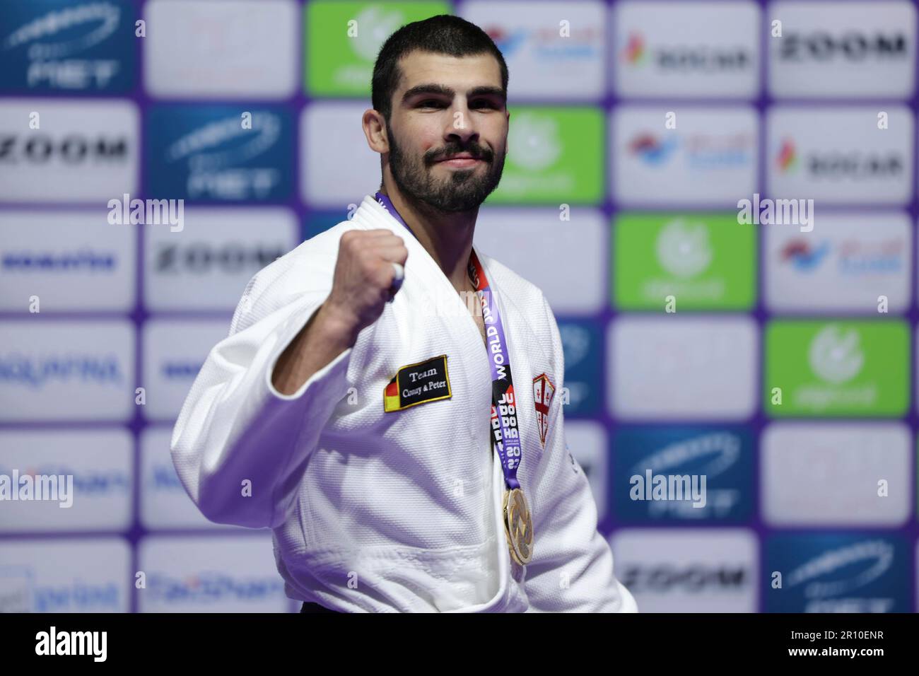 Tato Grigalashvili of Georgia celebrates during an award ceremony of ...