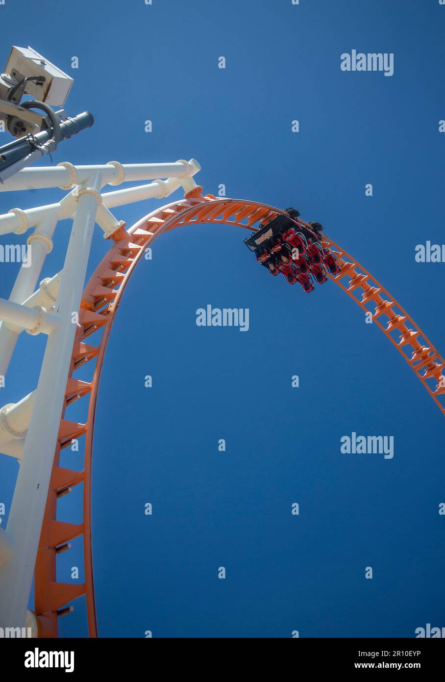Riders on a roller coaster in Coney Island, NY Stock Photo - Alamy