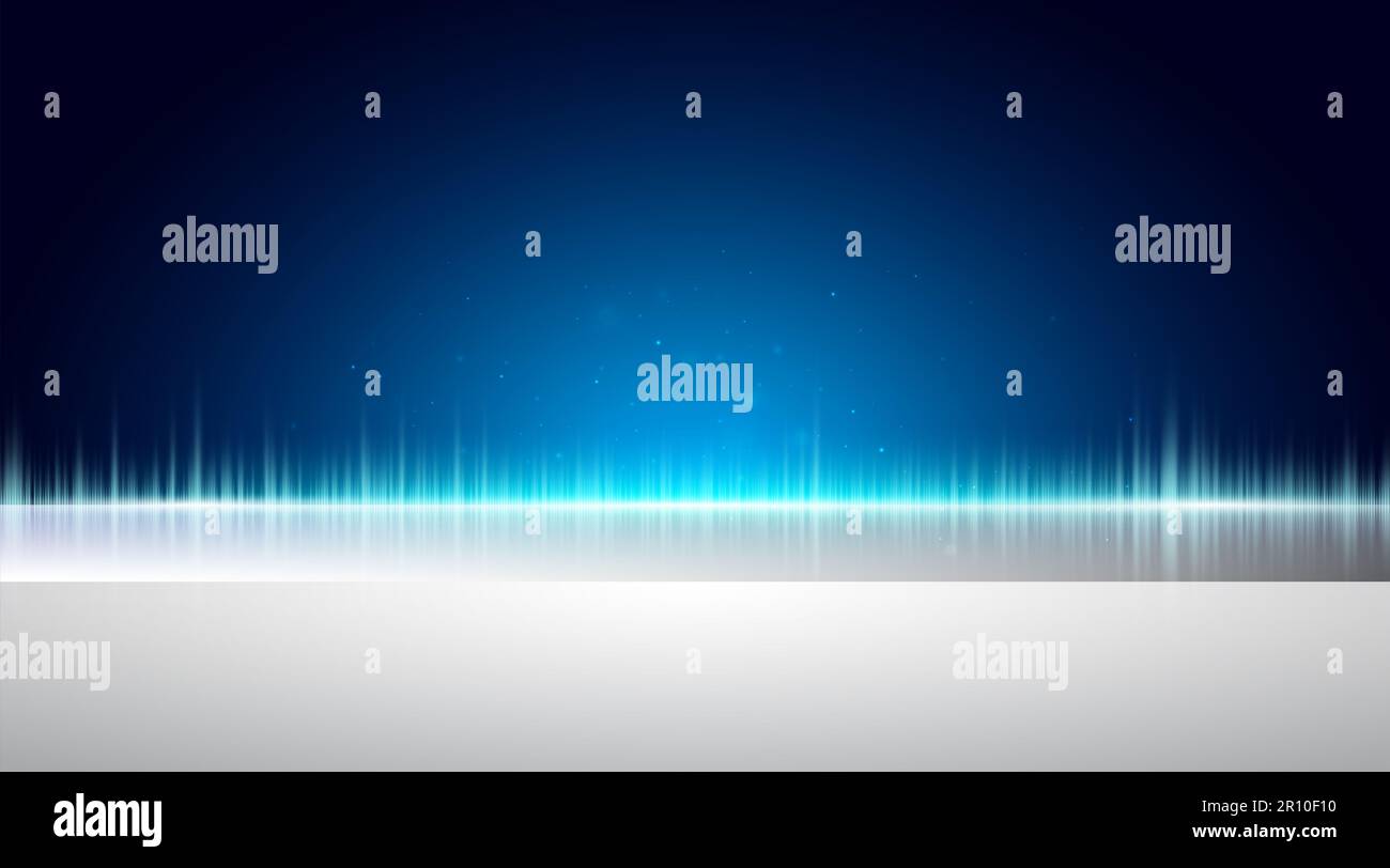 Modern blue and white tech environment with lights on the horizon for ...