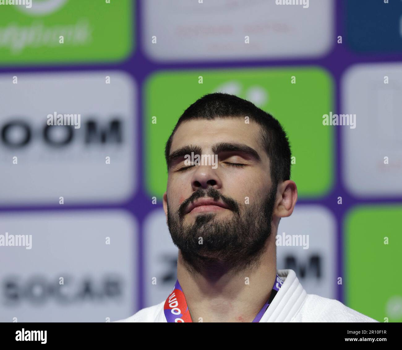 Tato Grigalashvili of Georgia celebrates during an award ceremony of ...