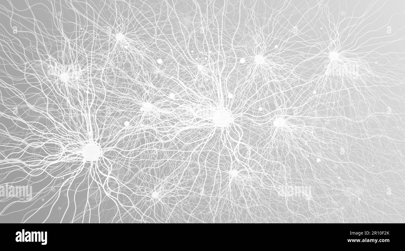 Neurons forming connection. Research of the human nerve network. DNA ...
