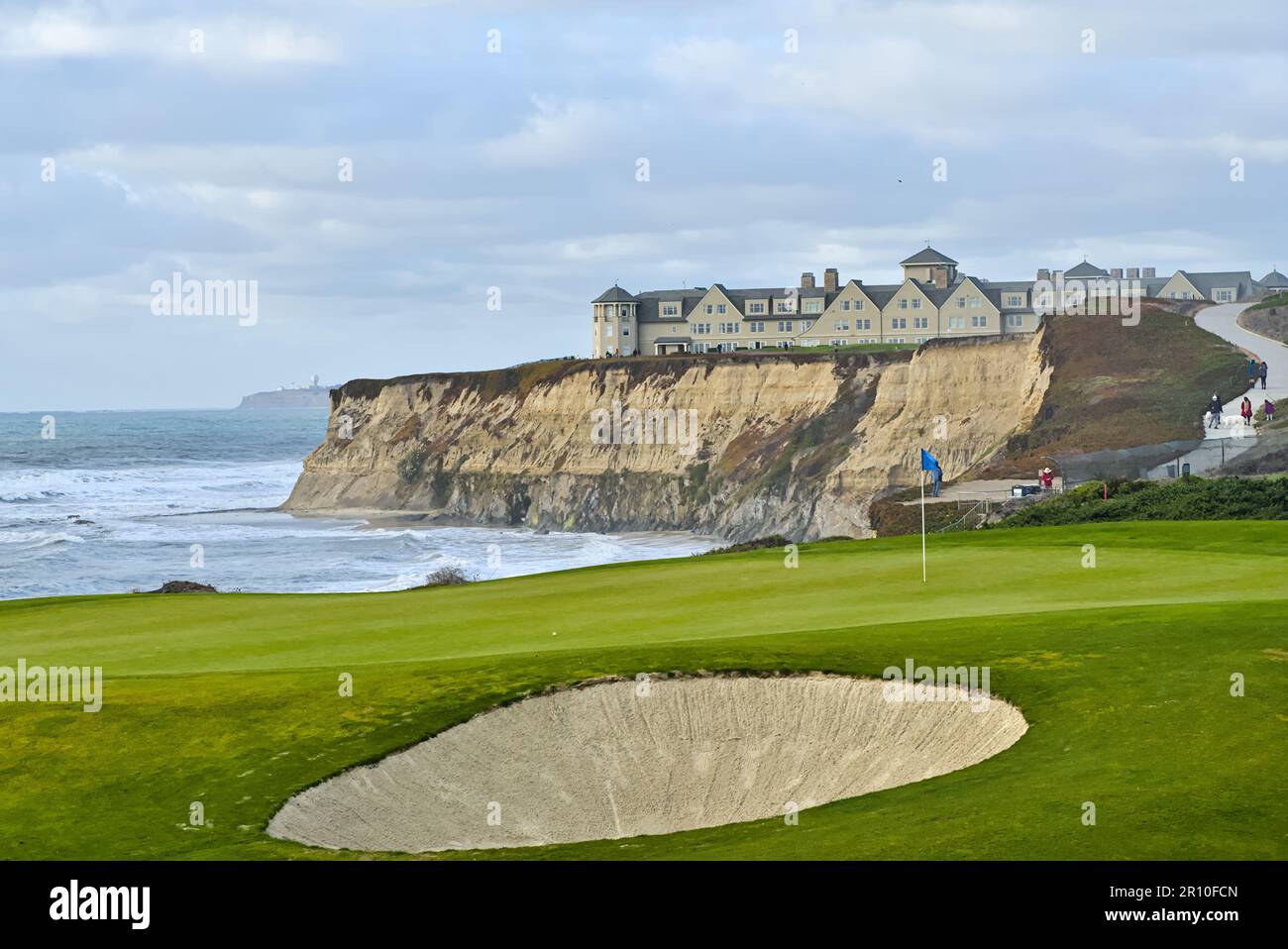Coastal view with golf course and cliffs Stock Photo - Alamy