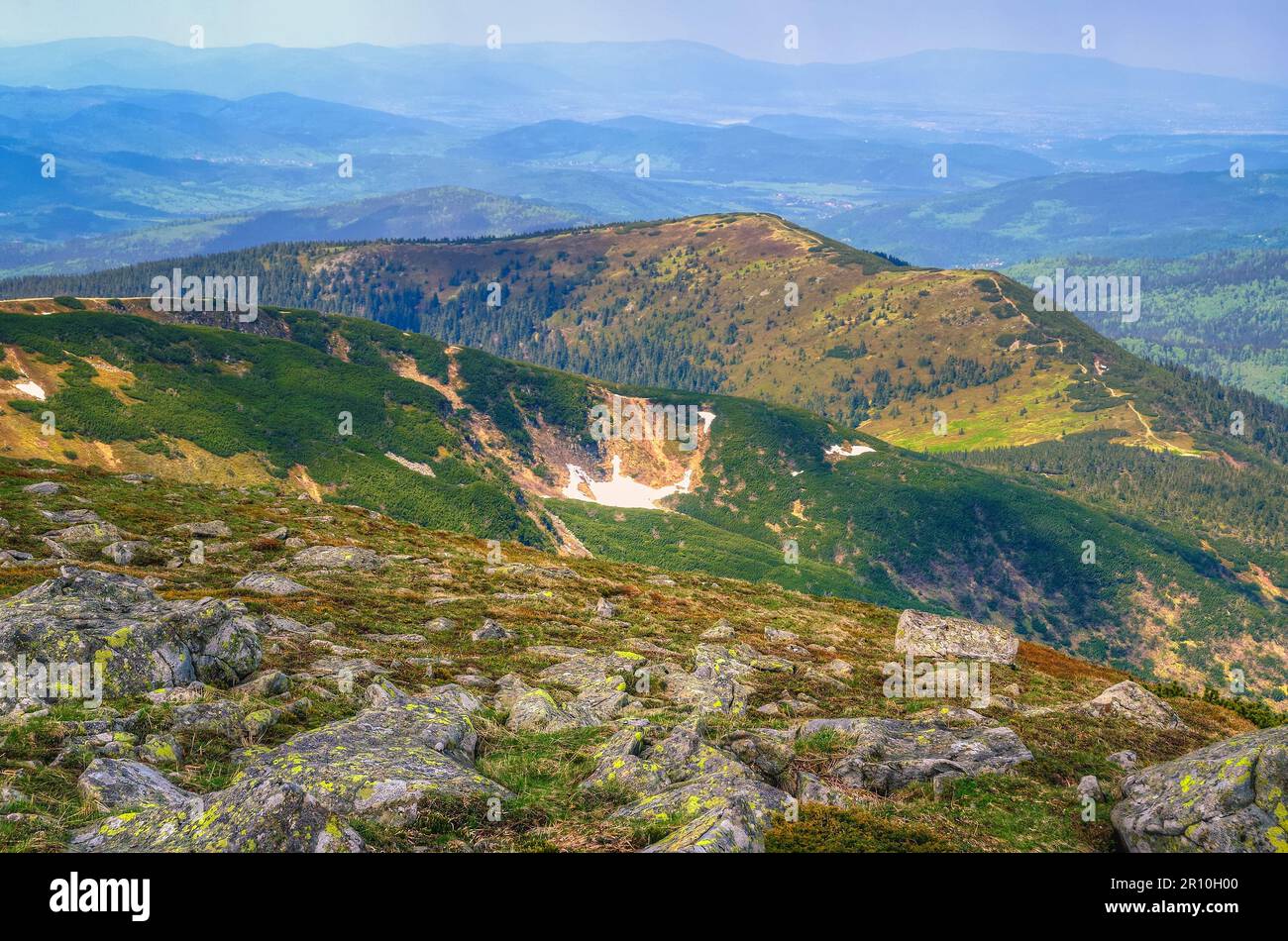 Mountain landscape in spring season. Picturesque view stretches of the ...