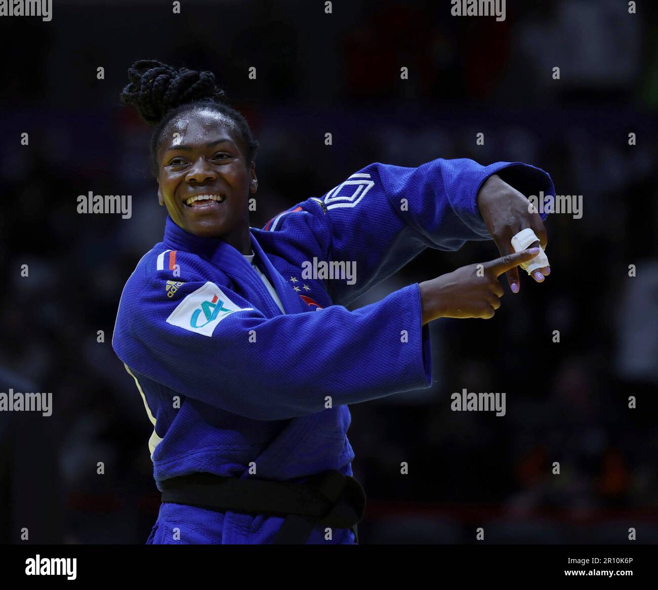 Clarisse Agbegnenou of France reacts during women's (female) -63kg ...