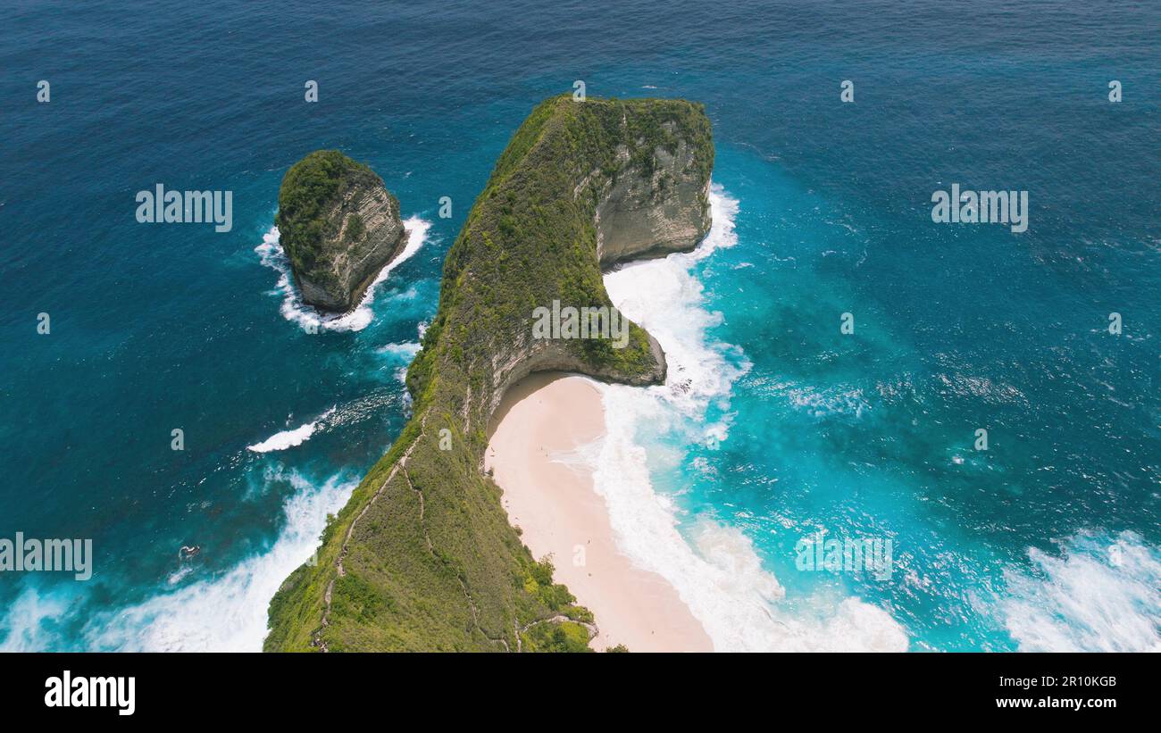 Breathtaking tropical Kelingking Beach Nusa Penida Island Bali. Scenery ...