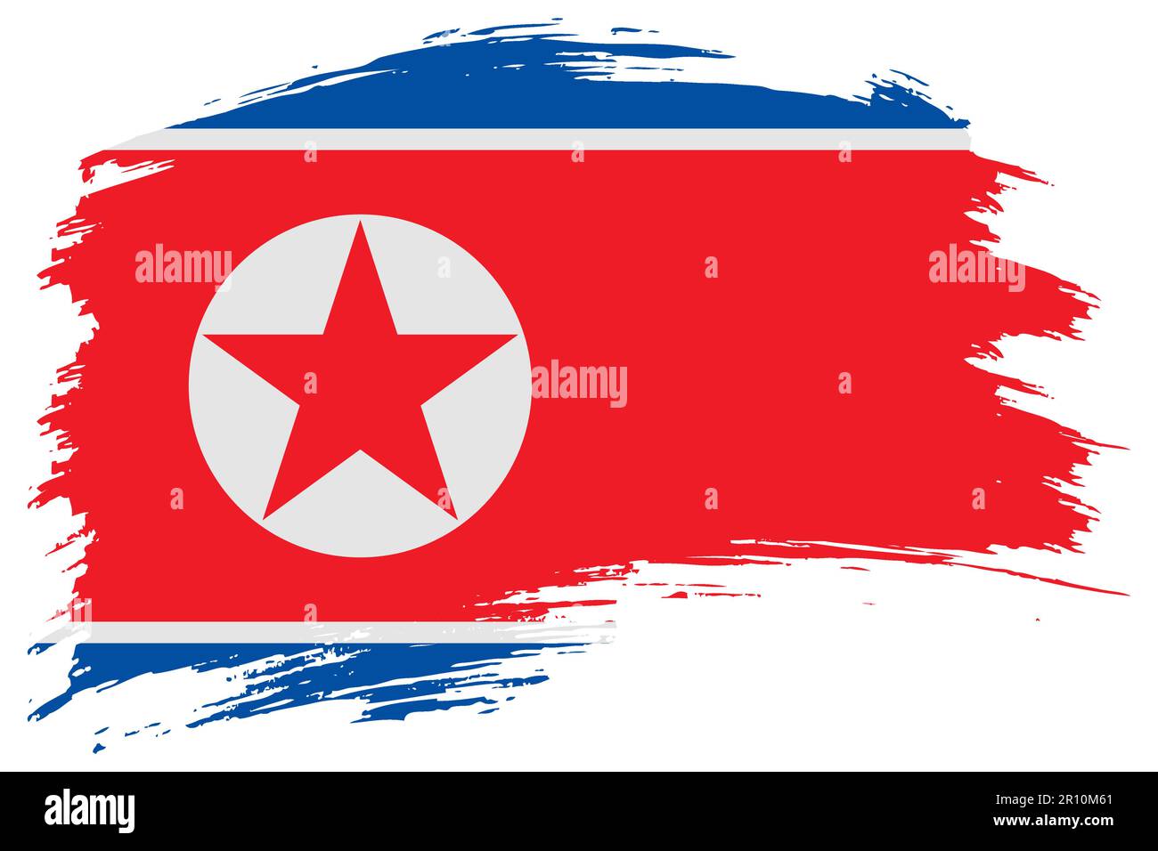 North Korea brush stroke flag vector background. Hand drawn grunge style Juche painted isolated ...