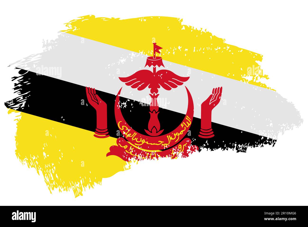 Brunei brush stroke flag vector background. Hand drawn grunge style ...